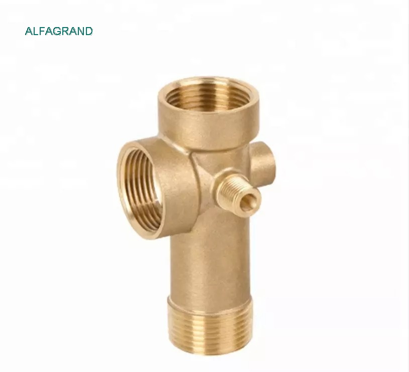 Brass five way valve connector with male and female thread