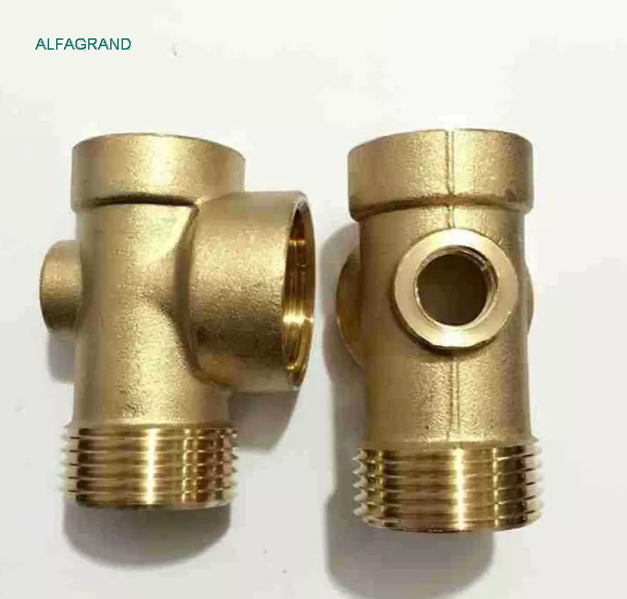 Brass five way valve connector with male and female thread