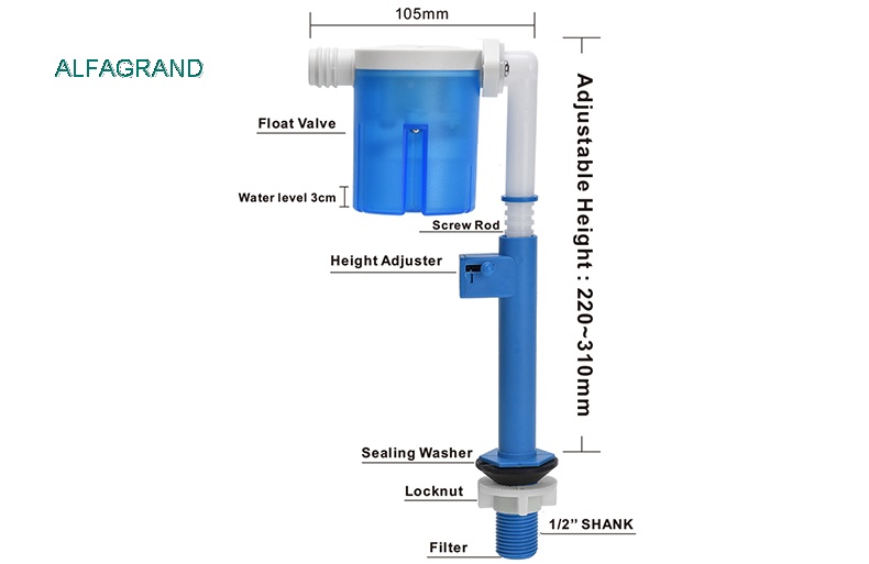 Cistern Filling Valve with Silent Adjustable inlet Bottom filling Valve ...