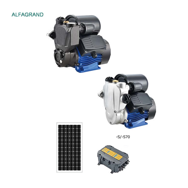 DC solar power high pressure self-priming surface pump with solar panel