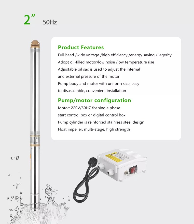 Latest design 2SDY 2inch stainless steel submersible deep well pump ...